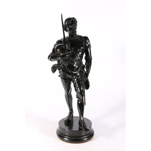 Cast metal statue of Ivanhoe in Knight's attire wearing full suit of ...
