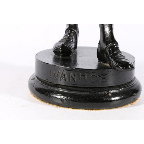 Cast metal statue of Ivanhoe in Knight's attire wearing full suit of ...