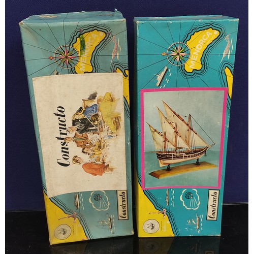 Two vintage Constructo model ships including Carabela Nina C703 and Sardinal U-610. (2).
