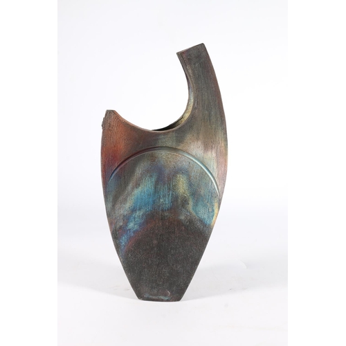 Large raku fired studio pottery 'Pieces' vase by Shaun Hall, with ...
