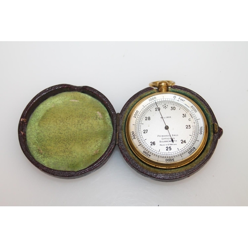 Primavesi Bros. of Bournemouth altimeter, in leather case.