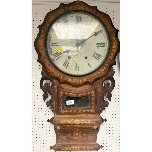 20th century Charles ? & Co of Glasgow inlaid walnut wall hanging clock ...