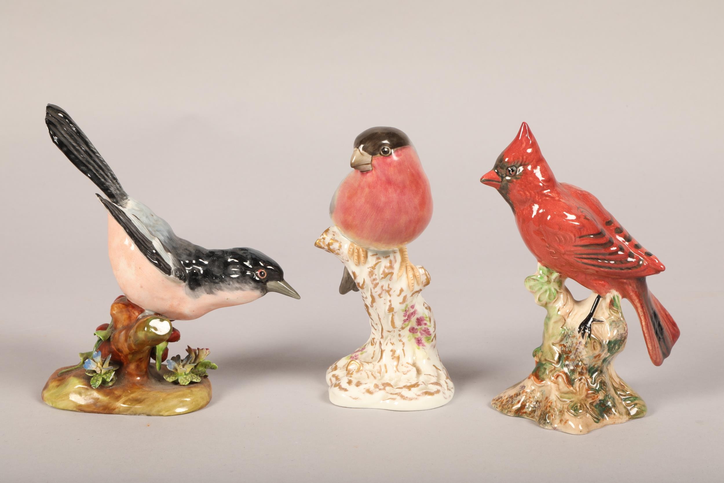 Three porcelain bird ornaments; Beswick Lapwing; Royal Worcester ...