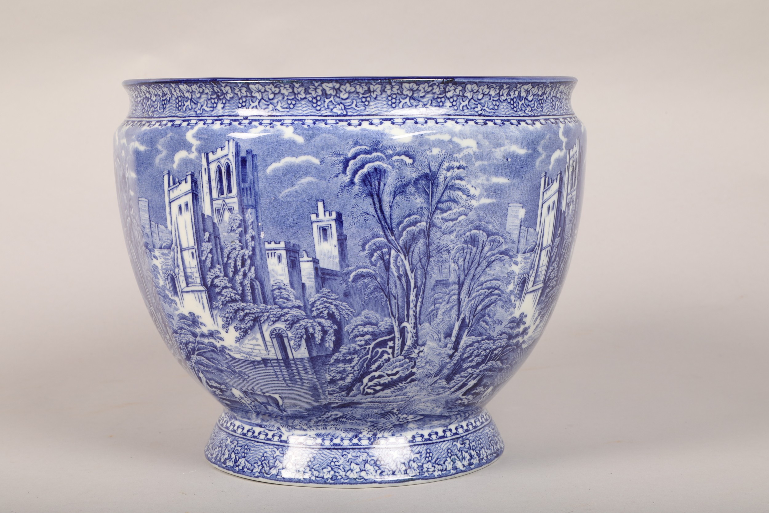 Tams Ware Ye Olde Priory blue and white pottery jardinière; 21cm high