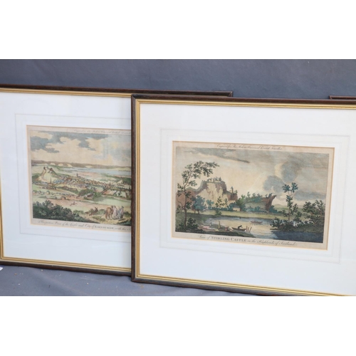 Set of four framed engravings: Edinburgh; Stirling Castle; Inverness ...