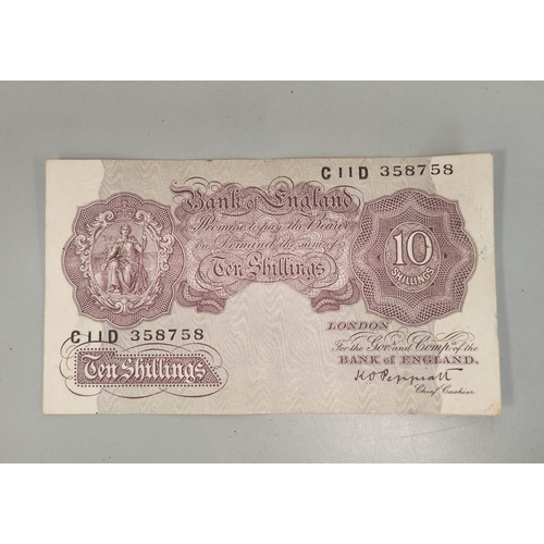 Bank of England WW2 era K.O Peppiatt 10 Shilling notes serial numbers ...