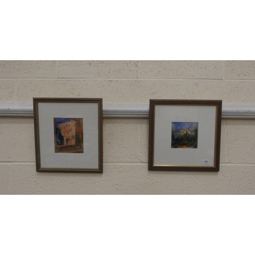 Pair of Patricia Sadler watercolours with Castlegate Gallery labels to ...