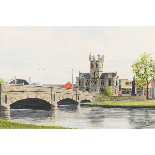 J M BUNTEN, High Church Musselburgh, watercolour, signed lower right ...