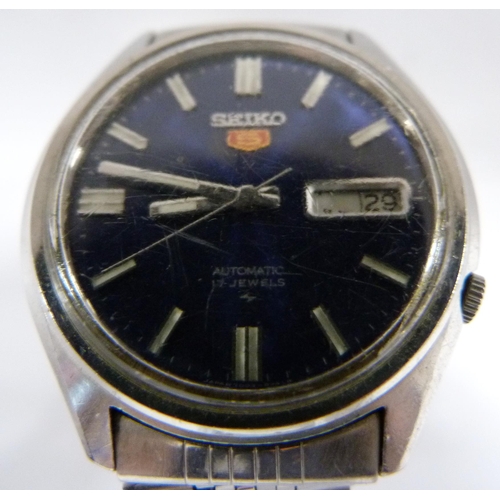 Seiko: 5 Automatic 7009-8150 gents 17 jewels wristwatch, stainless case ...