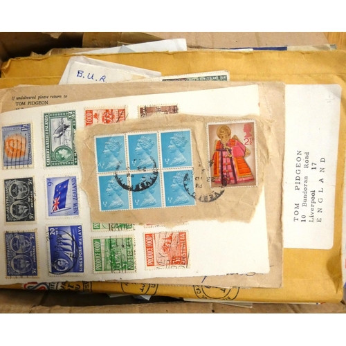 Box of various letters, postage stamps etc.