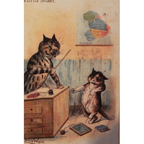 LOUIS WAIN, The Naughty Puss, print, 40cm x 61cm in burr walnut frame ...