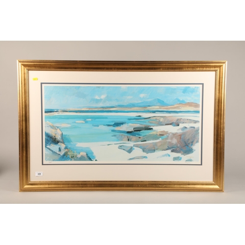 Framed print by Cunningham depicting rural coastal scene, 83cm x 40cm ...