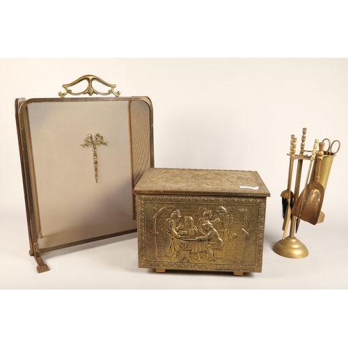Brass coal box, fire guard (2)