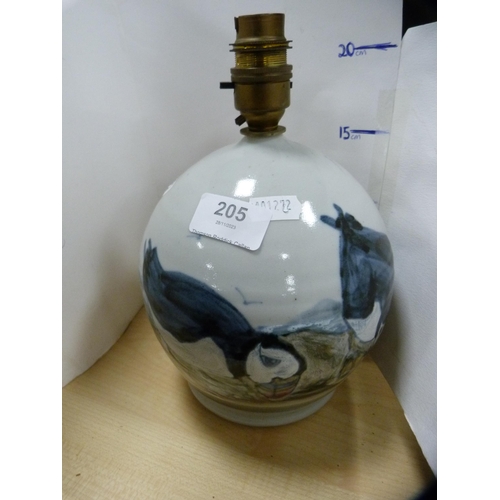 Buchan Ware table lamp depicting puffins.