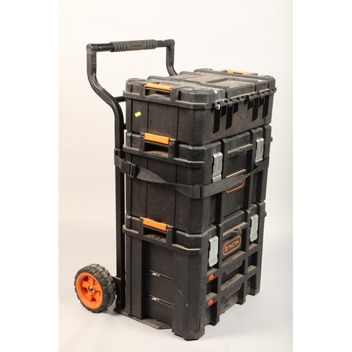 Large portable section toolboxes on trolley with an assortment of tools