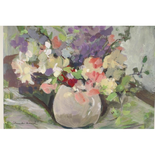 ALEXANDER HANNAH, still life vase of flowers, oil painting, signed ...