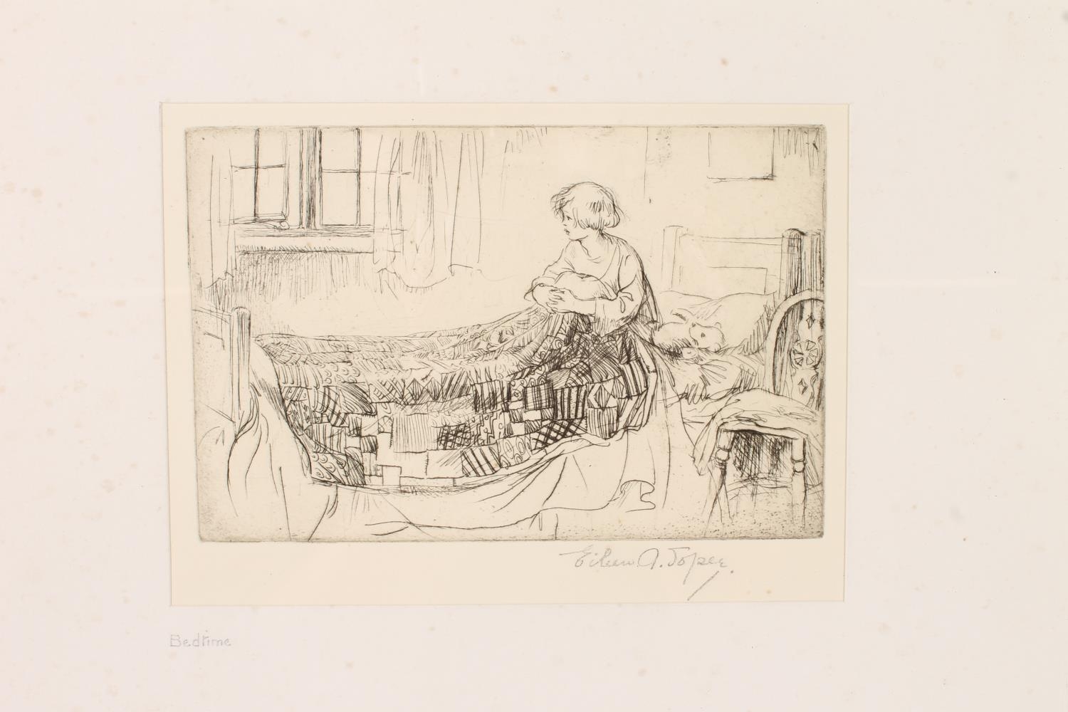 EILEEN ALICE SOPER RMS SWA (1905-1990), Bedtime, etching, pencil signed ...