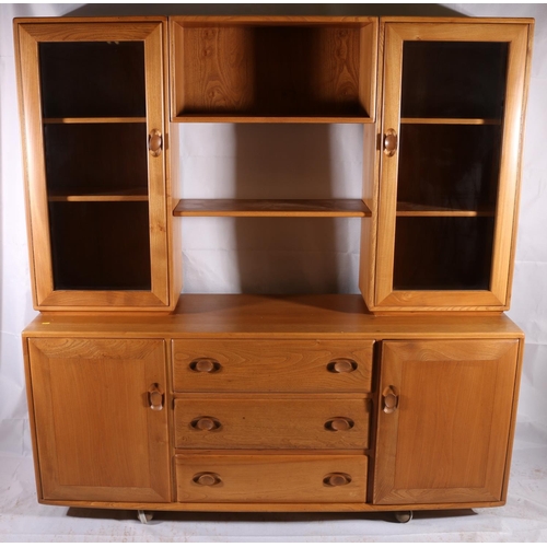 Ercol Windsor light elm modular sideboard/display cabinet, c1960s, of ...