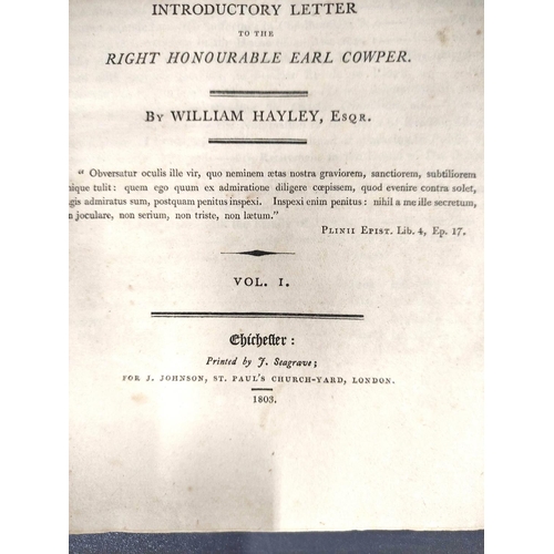 COWPER WILLIAM. The Life & Posthumous Writings. Ed. by William Hayley ...