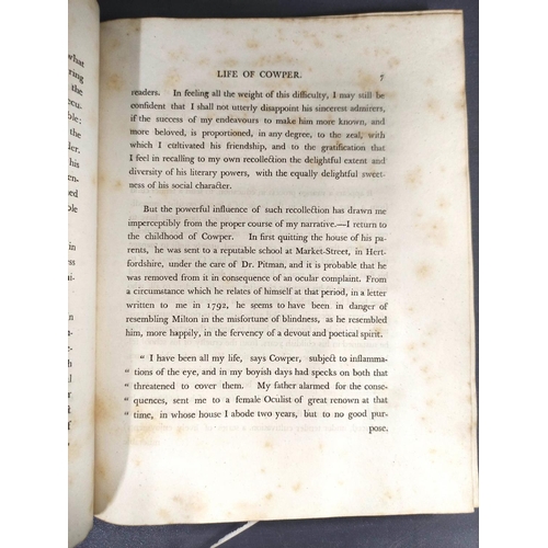 COWPER WILLIAM. The Life & Posthumous Writings. Ed. by William Hayley ...