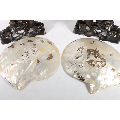 Pair of Chinese Export mother of pearl oyster shells, late Qing period ...