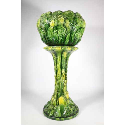 Ault Art Nouveau Pottery 'Oceana' jardiniere and base, c1900, moulded ...