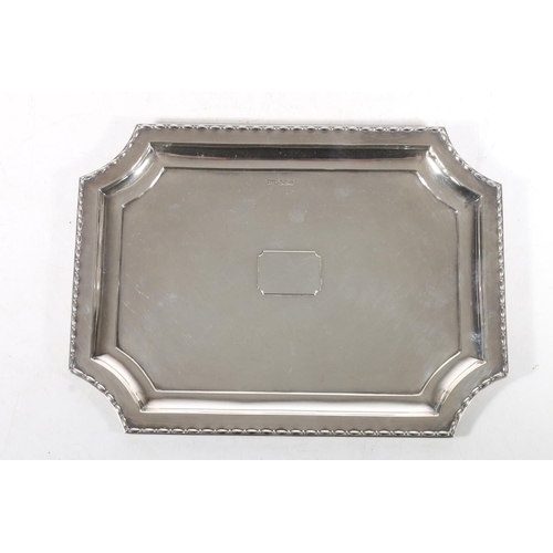 George V silver letter tray, rectangular shape with curved canted ...