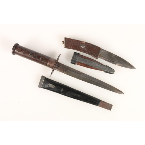 German style boot knife dagger with medial ribbed blade, simple cross ...