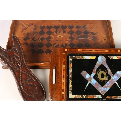 Masonic interest, a carved mahogany boot jack with thistle design, the ...