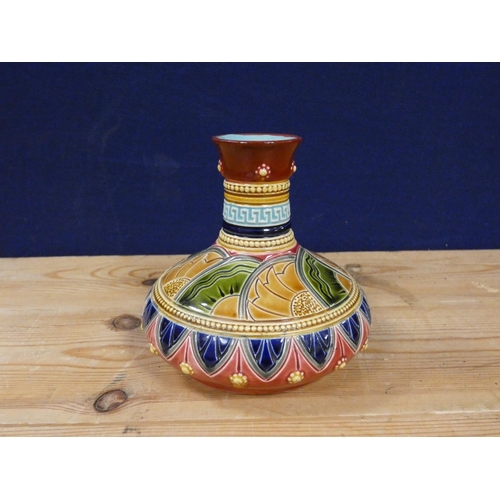 Art Nouveau vase of squat form likely by Brannam pottery with ...