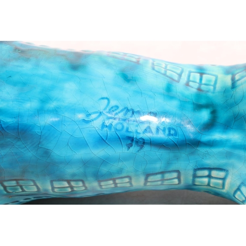 Jema of Holland blue glazed ceramic bull model in the manner of Bitossi.
