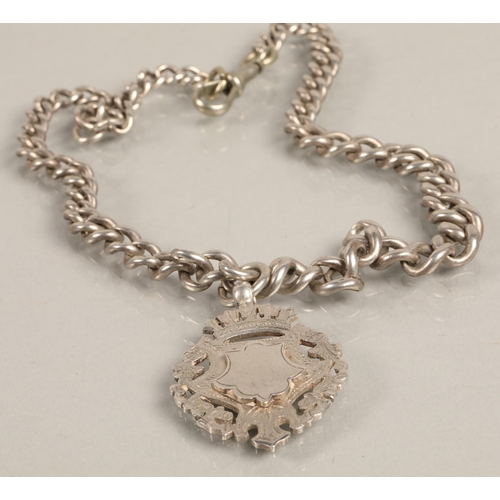 Hallmarked silver graduated watch chain with fob hallmarked Birmingham ...