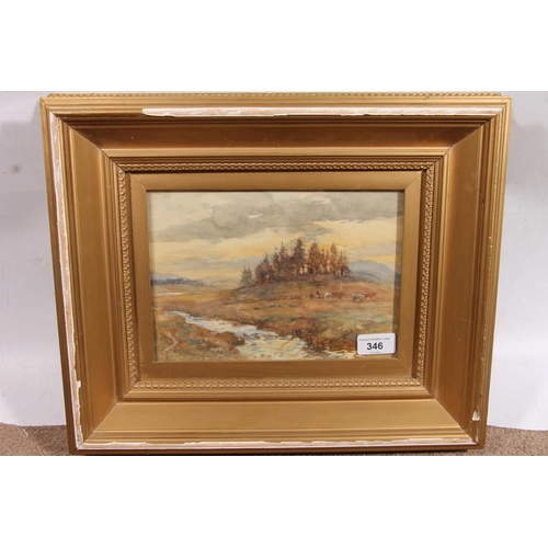 JAMES KINNEAR (Scottish 1846-1917), cattle and figures by a river ...