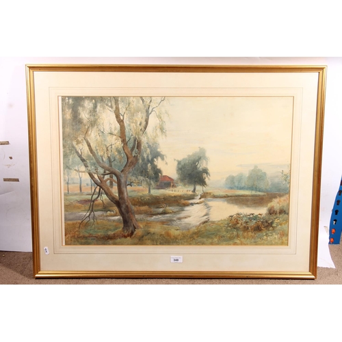 JOHN FARQUHARSON (British 1865-1931), mill before a river, watercolour ...