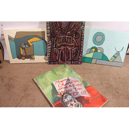 ERIC RITCHIE (Scottish b1934), four abstracts, oil paintings on canvas ...