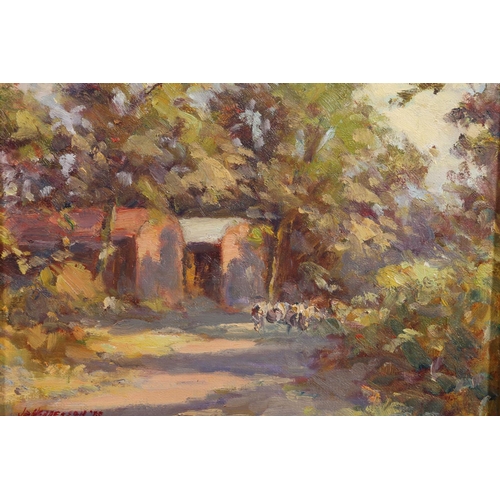 JOHN D HENDERSON, Flenders Farm 1985, oil painting on board, signed and ...