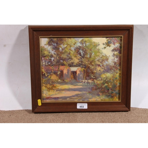 JOHN D HENDERSON, Flenders Farm 1985, oil painting on board, signed and ...
