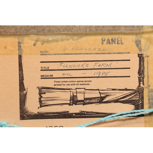 JOHN D HENDERSON, Flenders Farm 1985, oil painting on board, signed and ...