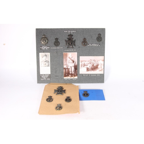 Display board of Border Rifle Volunteer insignia to include a blackened ...