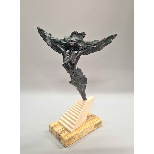 Josep Bofill, 'Liberty', sculpture of a winged lady on stone base, ltd ...
