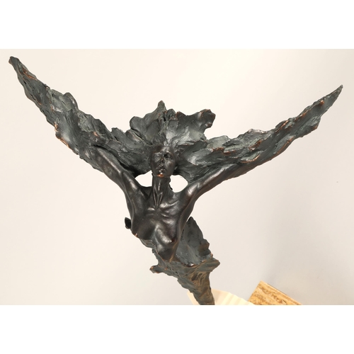 Josep Bofill, 'Liberty', sculpture of a winged lady on stone base, ltd ...