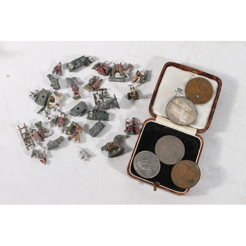 Collection of small die cast metal toy figurines and small selection of ...