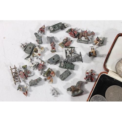Collection of small die cast metal toy figurines and small selection of ...