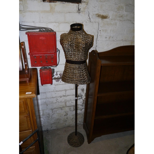 Modern wicker dress makers mannequin, 150cm high.