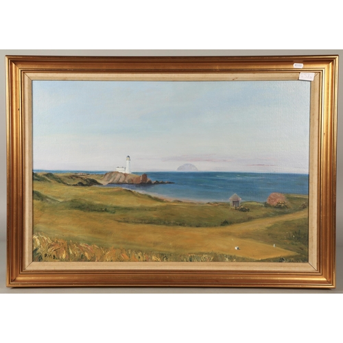 RMS Turnberry Golf Course with Alisa Craig in background.Framed oil ...