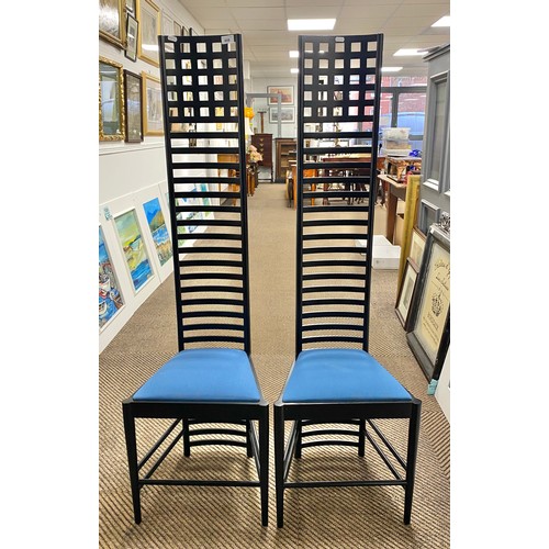 Two reproduction Mackintosh style high back chairs