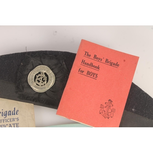 Boys Brigade badges, ephemera and a Life Boys Glengarry cap.