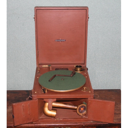 Cliftophone wind up cased gramophone.