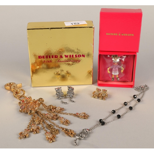 Butler & Wilson mouse brooch boxed as new, teddy bear keyring, earrings ...