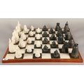 Hand-made chess set with Scottish chess pieces, chess board measures ...